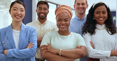 Diversity, business and team arms crossed for leadership, collaboration ...