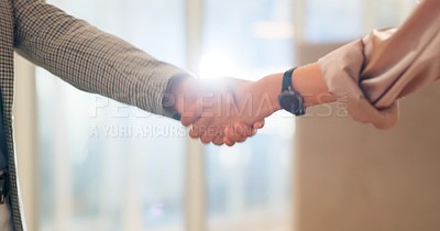 Office, teamwork and happy employees in huddle with hands together and ...