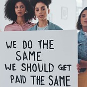 Group, women and protest poster for justice empowerment, diversity ...
