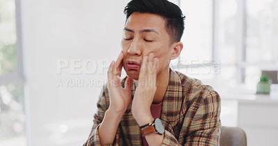 Business, stress and Asian man thinking, frustrated and depression in ...