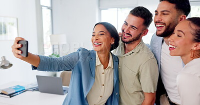 Selfie, office team or people with funny, meme or crazy face in social ...