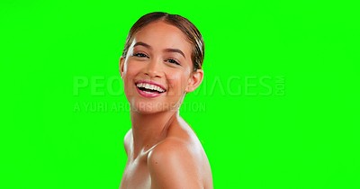 Face, beauty and woman with skincare, cosmetics and dermatology against ...