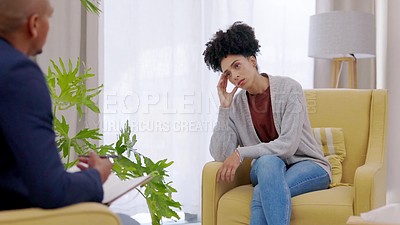 Crying, woman and counseling of psychologist for therapy, mental health ...