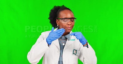Green screen, thank you and black woman face with sign language, smile ...