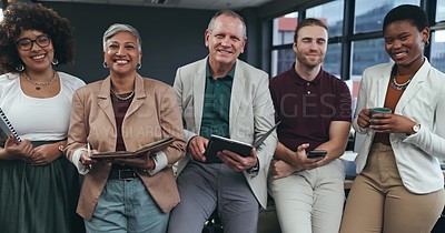 Teamwork, collaboration and face of business people in the office for ...