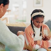 Discipline, mother lecture and child bad behaviour with tantrum and ...