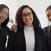 Women, group happiness and professional people confident in corporate ...