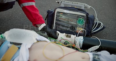 Accident, emergency and people on road for injury, first aid and car ...