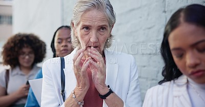Waiting, face and business women at the office for collaboration ...