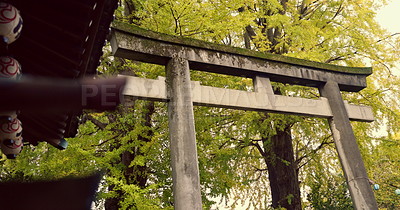 Japanese, temple and building for praise religion or worship, peace or ...