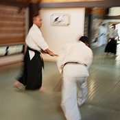 Motion, fight and dojo with sensei for aikido training, fitness and ...