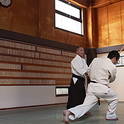 Aikido dojo with sensei, wooden sword and student training for fitness ...