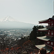 Japanese temple, building in nature with mountain and architecture ...