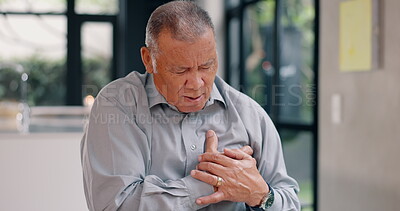 Old man, heart attack and cardiovascular health with chest pain, risk ...