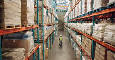 Warehouse, shipping and delivery people walking in a distribution ...