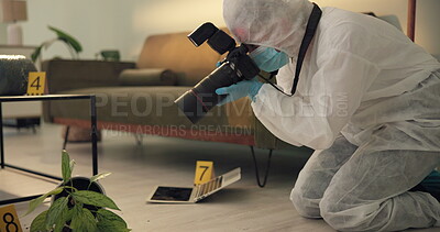 Csi, photographer and forensic at crime scene for investigation of ...