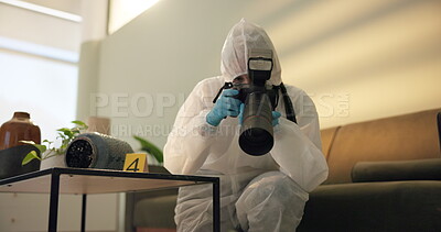Csi, photographer and forensic at crime scene for investigation of ...