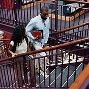 University, student and library walking with books for information ...