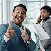 Man, falling and paperwork in busy toxic office with accident, crash ...