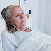 Elderly, woman and resting in hospital bed, checkup or appointment for ...