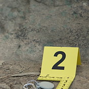 Number, floor and evidence on crime scene for investigation, accident ...