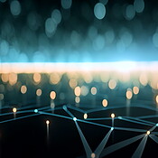 Links, connection and networking with lines on surface, matrix and ...