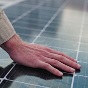 Solar panel, hand and outdoor renewable energy for sustainable power ...
