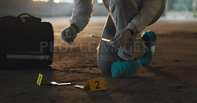 Sample, crime scene and person with forensic evidence for investigation ...