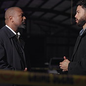 Crime scene, detective and police in discussion with teamwork, feedback ...