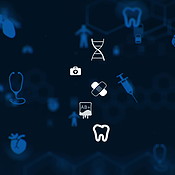 Healthcare, medical school and graphic icon for doctor training on ...