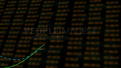 Stock market, lines and numbers on graph for growth, economic inflation ...