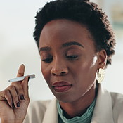 Business woman, pen and thinking in office for problem with ...