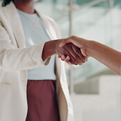 Handshake, agreement and business people in office for sponsorship deal ...