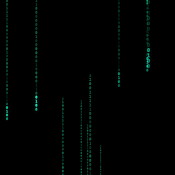 Coding, hacking and hologram with data transfer on dark background for binary code, programming ...