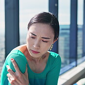 Dance, shoulder pain and stretching with Japanese woman in studio for ...