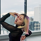 Studio, interpretative dance and woman with creative rehearsal ...