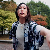 Dancer, performance and face of Asian woman in park with movement ...