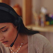 Woman, stress and virtual assistant tired in home office, remote worker ...