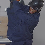 Rage room, destroy and man with hammer for computer for breaking ...