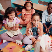 Teacher, students and education answer in class of applause, learning ...